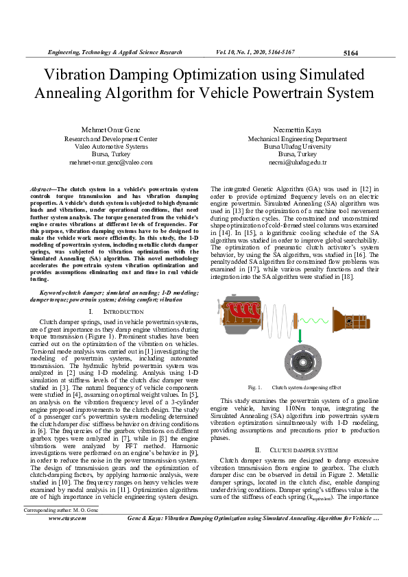 (PDF) Vibration Damping Optimization using Simulated Annealing Algorithm for Vehicle Powertrain ...