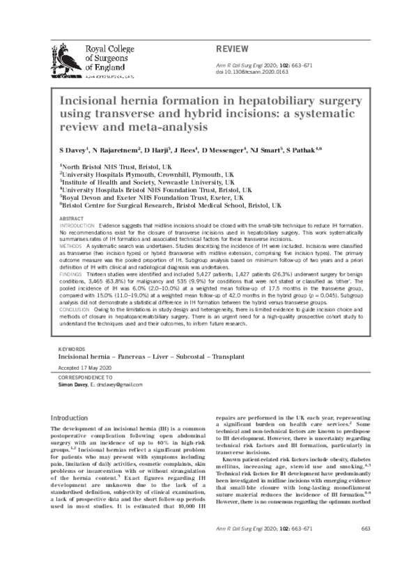(PDF) Incisional hernia formation in hepatobiliary surgery using ...