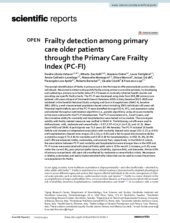 (PDF) Frailty detection among primary care older patients through the ...