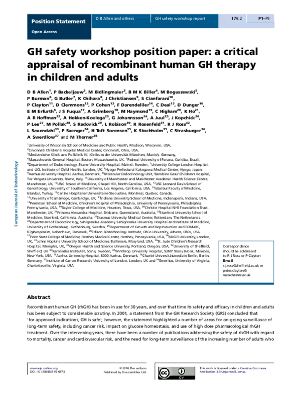 (PDF) GH safety workshop position paper: a critical appraisal of ...