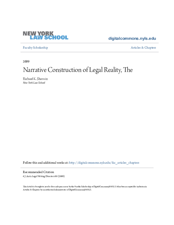 (PDF) Narrative Construction of Legal Reality, The