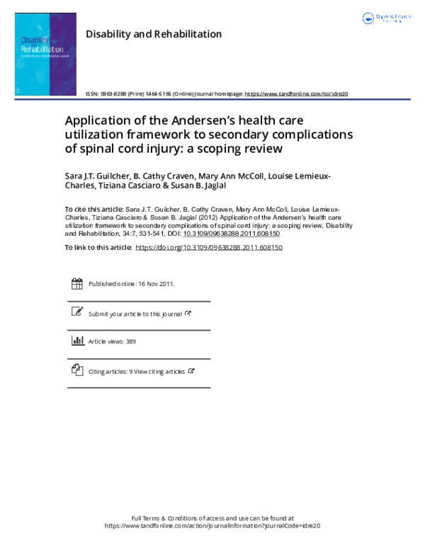(PDF) Application of the Andersen’s health care utilization framework ...