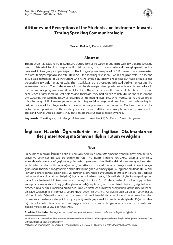 (PDF) Attitudes and Perceptions of the students and Instructors Towards ...