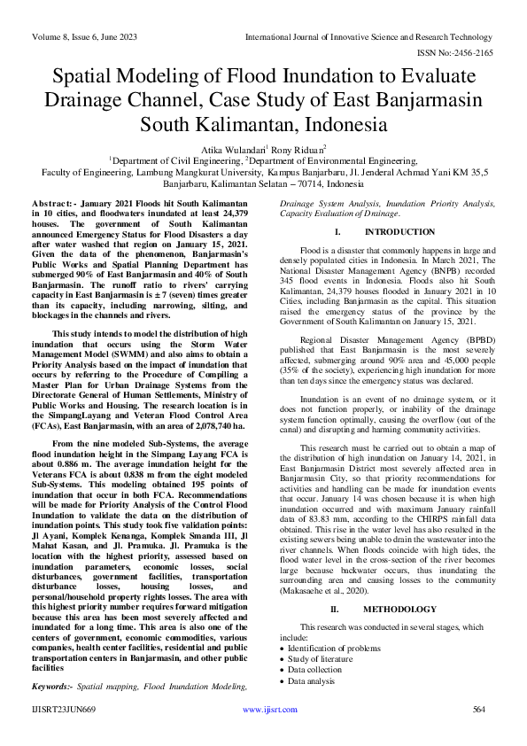 (PDF) Spatial Modeling of Flood Inundation to Evaluate Drainage Channel, Case Study of East ...