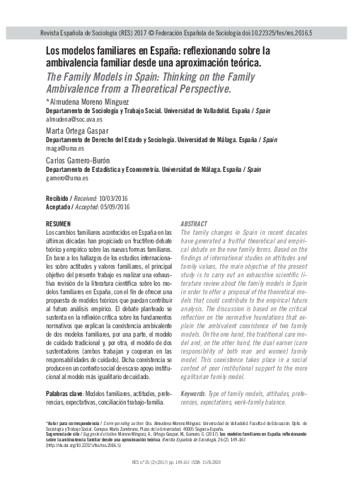 (PDF) Los modelos familiares en España: reflexionando sobre la ambivalencia familiar desde una ...