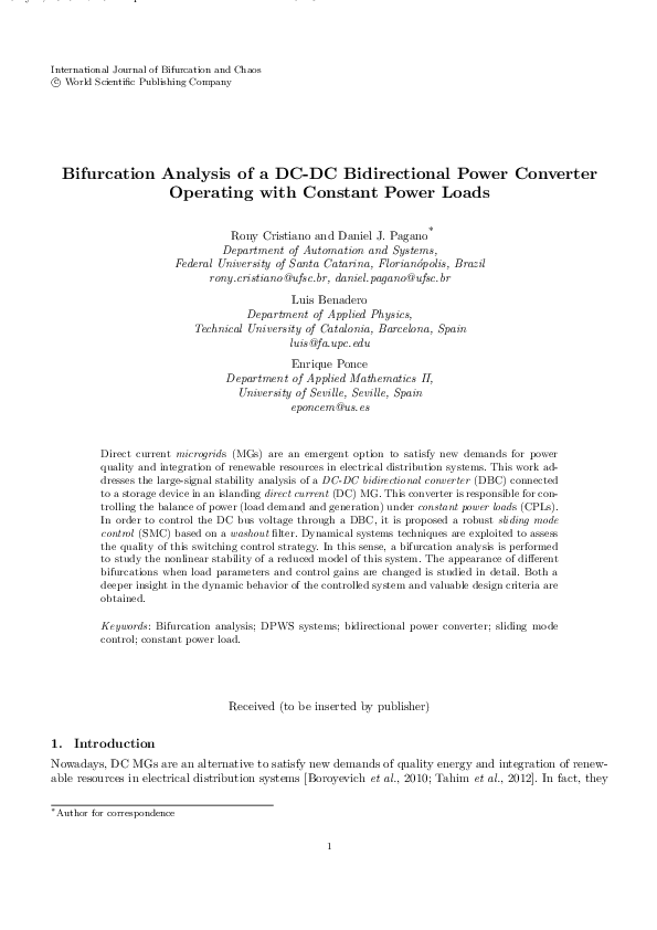 (PDF) Bifurcation Analysis of a DC–DC Bidirectional Power Converter Operating with Constant ...