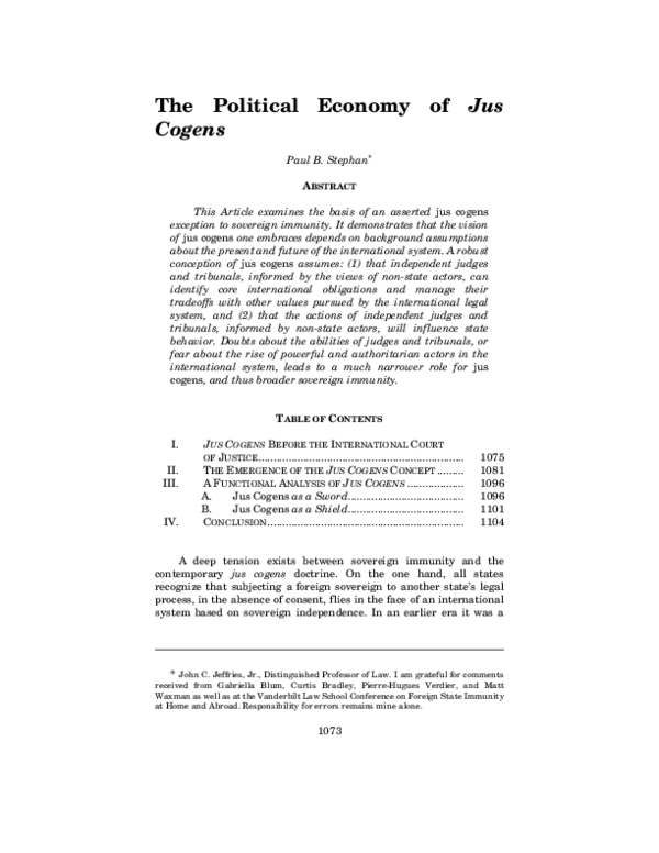 (PDF) The Political Economy of Jus Cogens