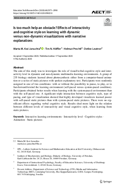 (PDF) Is too much help an obstacle? Effects of interactivity and ...
