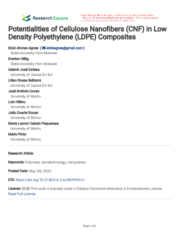 (PDF) Potentialities of Cellulose Nanofibers (CNF) in Low Density ...