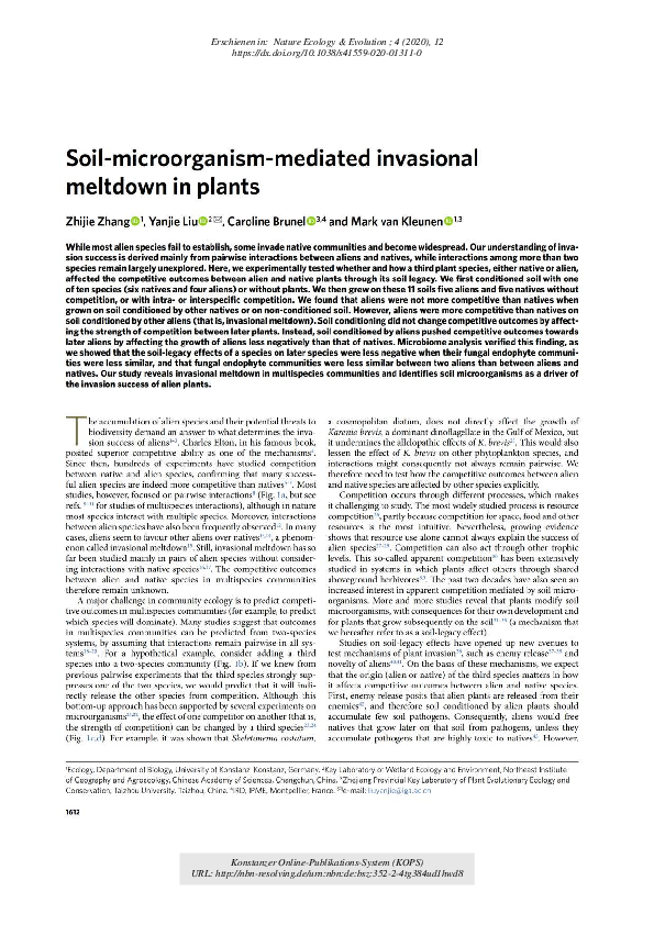 (PDF) Soil-microorganism-mediated invasional meltdown in plants