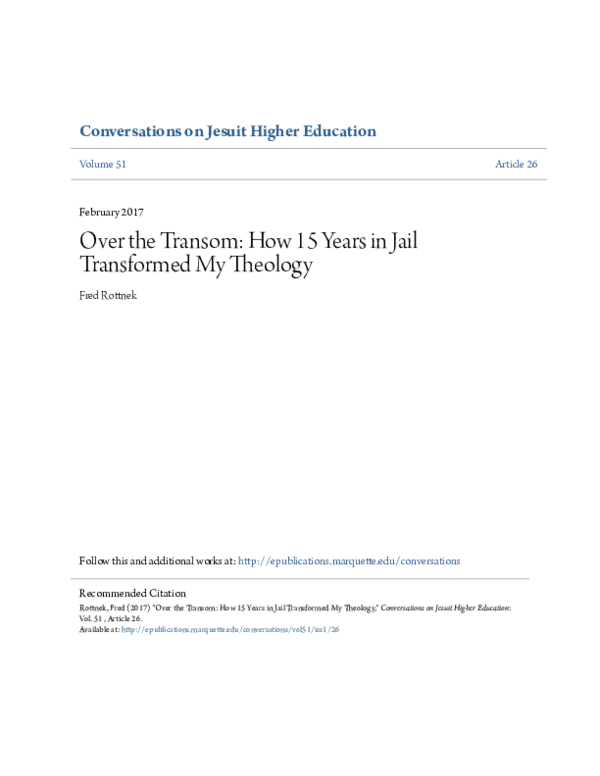 (PDF) Over the Transom: How 15 Years in Jail Transformed My Theology