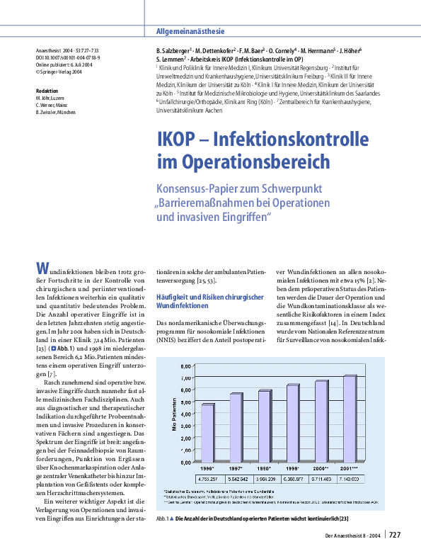 (PDF) IKOP?Infektionskontrolle im Operationsbereich | J. Höher ...