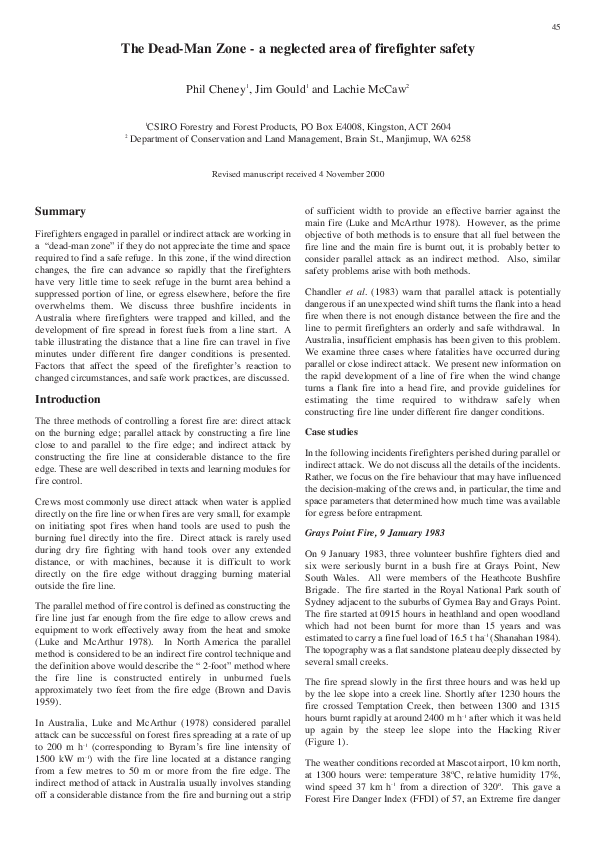 (PDF) The Dead-Man Zone—a neglected area of firefighter safety | James ...