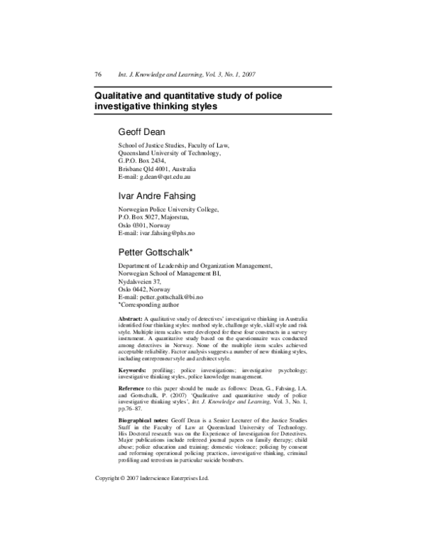 (PDF) Qualitative and quantitative study of police investigative ...
