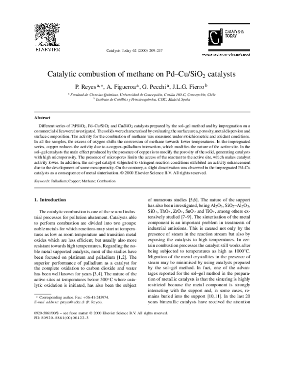 (PDF) Catalytic combustion of methane on Pd–Cu/SiO2 catalysts
