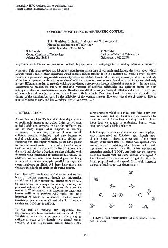 (PDF) Conflict Monitoring in Air Traffic Control
