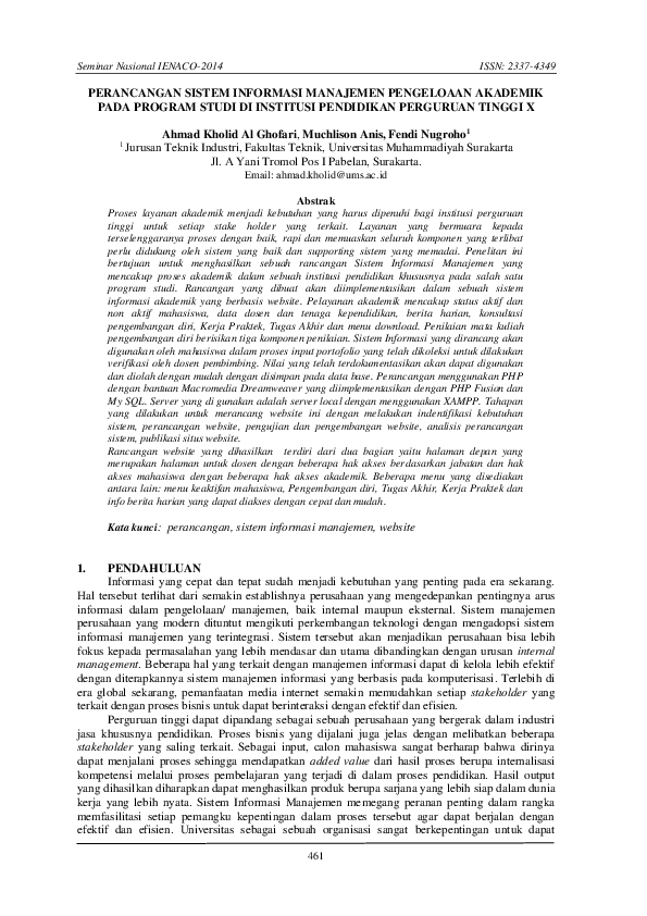 (PDF) Perancangan Sistem Informasi Manajemen Pengeloaan Akademik pada Program Studi di Institusi ...