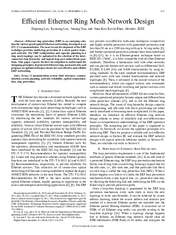 (PDF) Efficient Ethernet Ring Mesh Network Design