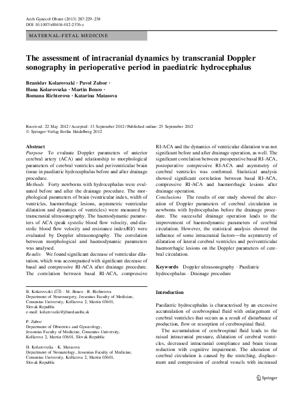 (PDF) The assessment of intracranial dynamics by transcranial Doppler ...