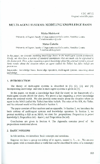 (PDF) Multi-agent systems: Modeling knowledge bases