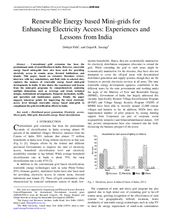 (PDF) Renewable Energy based Mini-grids for Enhancing Electricity ...