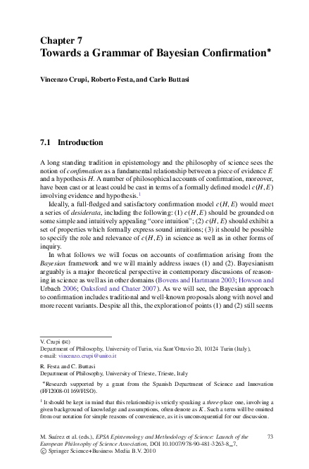 (PDF) Towards a Grammar of Bayesian Confirmation