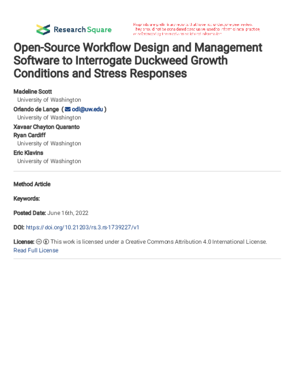 (PDF) Open-Source Workflow Design and Management Software to ...