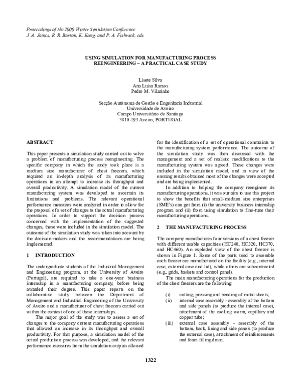 (PDF) Using simulation for manufacturing process reengineering-a practical case study