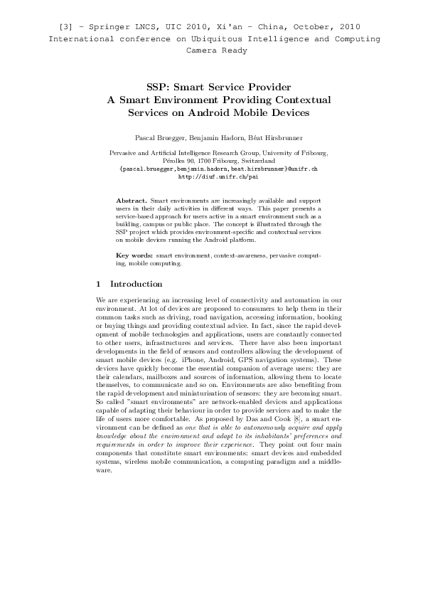 (PDF) SSP: Smart Service Provider A Smart Environment Providing ...