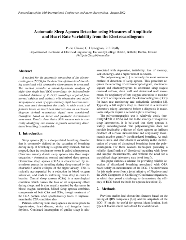 (PDF) Automatic sleep apnoea detection using measures of amplitude and heart rate variability ...