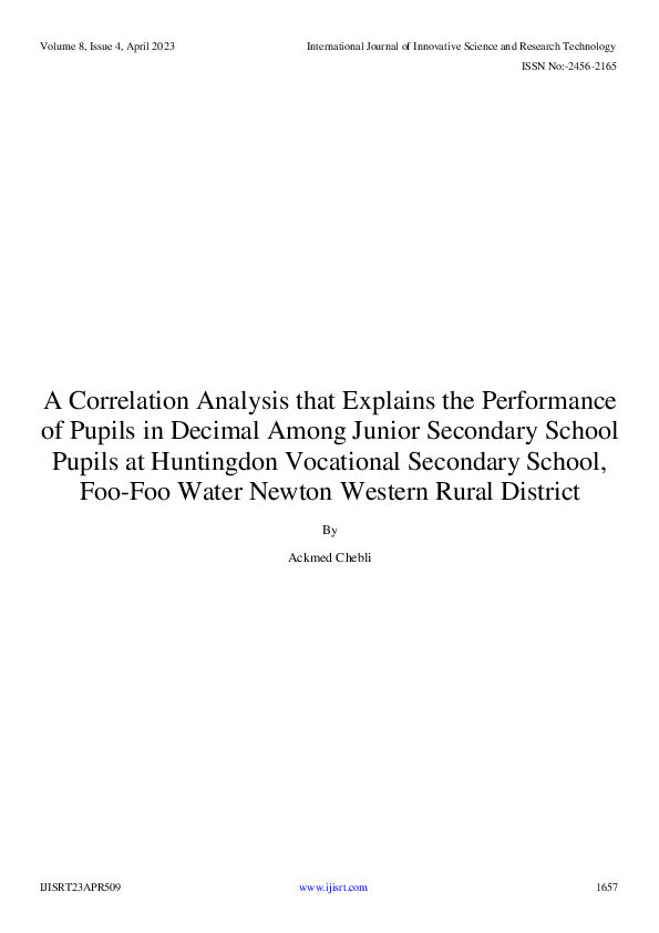 (PDF) A Correlation Analysis that Explains the Performance of Pupils in Decimal Among Junior ...