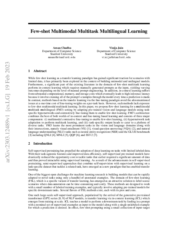 (PDF) Few-shot Multimodal Multitask Multilingual Learning