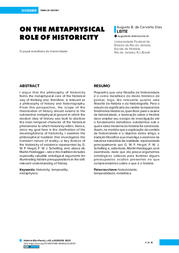 (PDF) On the Metaphysical Role of Historicity