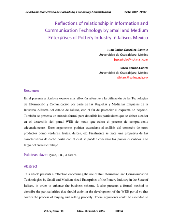 (PDF) Reflections of relationship in Information and Communication Technology by Small and ...