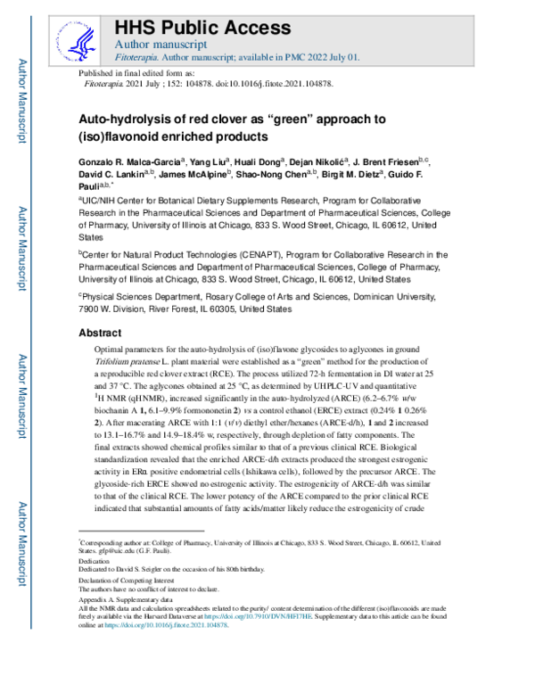 (PDF) Auto-hydrolysis of red clover as “green” approach to (iso ...