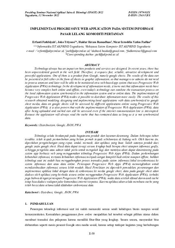(PDF) Implementasi Progressive Web Application Pada Sistem Informasi ...