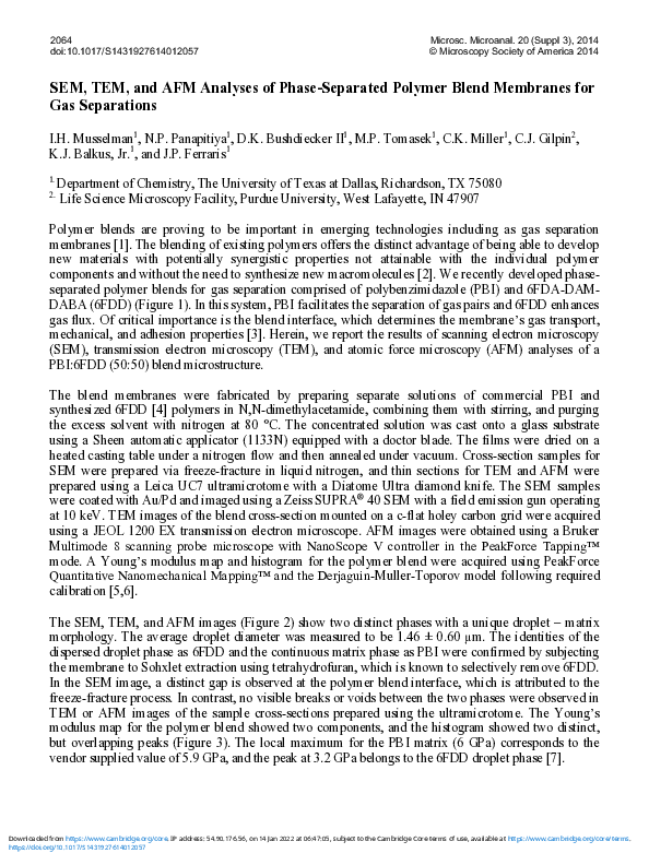 (PDF) SEM, TEM, and AFM Analyses of Phase-Separated Polymer Blend ...