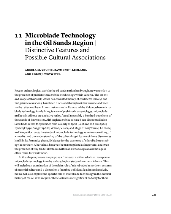 (PDF) Chapter 11: Microblade Technology in the Oil Sands Region ...