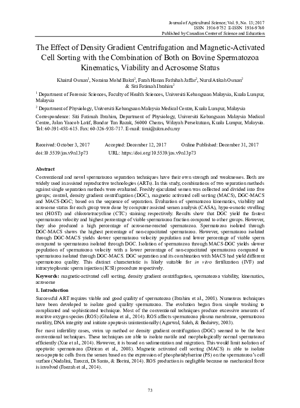 (PDF) The Effect of Density Gradient Centrifugation and Magnetic-Activated Cell Sorting with the ...