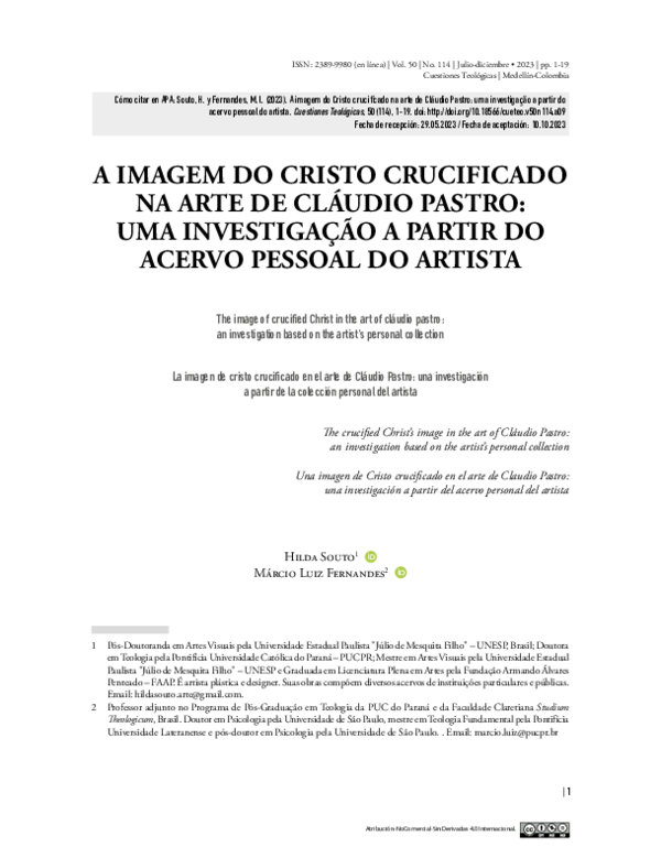 (PDF) A IMAGEM DO CRISTO CRUCIFICADO NA ARTE DE CLÁUDIO PASTRO: UMA ...