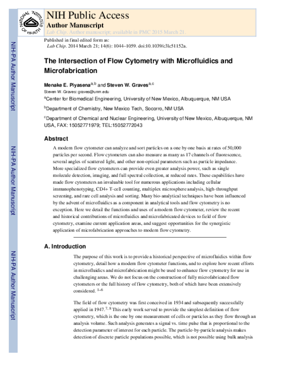 (PDF) The intersection of flow cytometry with microfluidics and ...