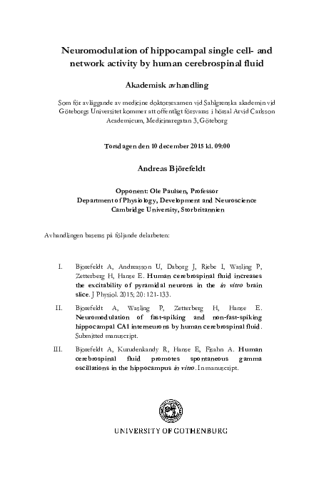 (PDF) Neuromodulation of hippocampal single cell- and network activity by human cerebrospinal ...