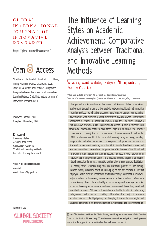 (PDF) The Influence of Learning Styles on Academic Achievement ... (PDF) The Influence of Learning Styles on Academic Achievement ...