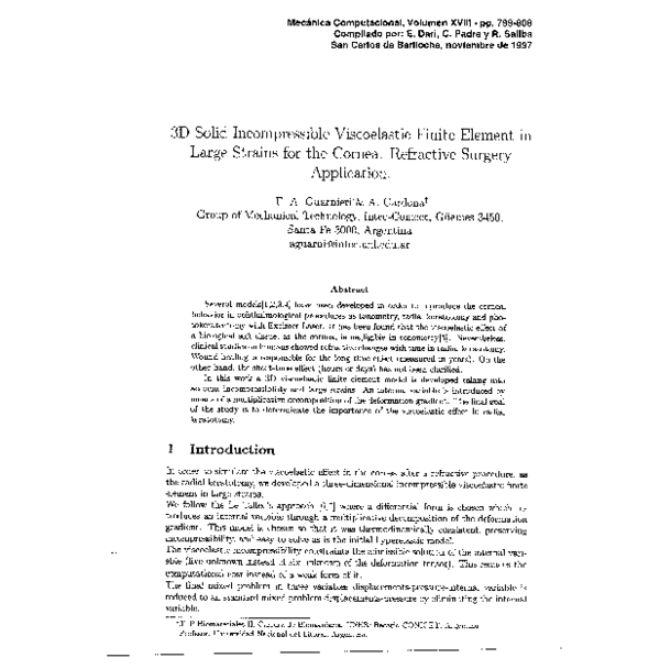 (PDF) 3D Solid Incompressible Viscoelastic Finite Element in Large ...