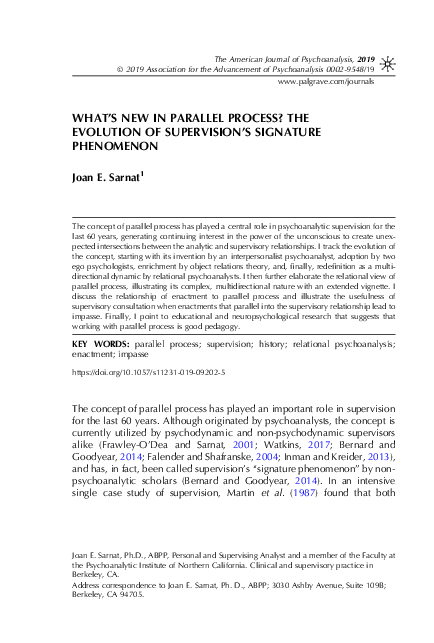 (PDF) What’s New in Parallel Process? The Evolution of Supervision’s ...