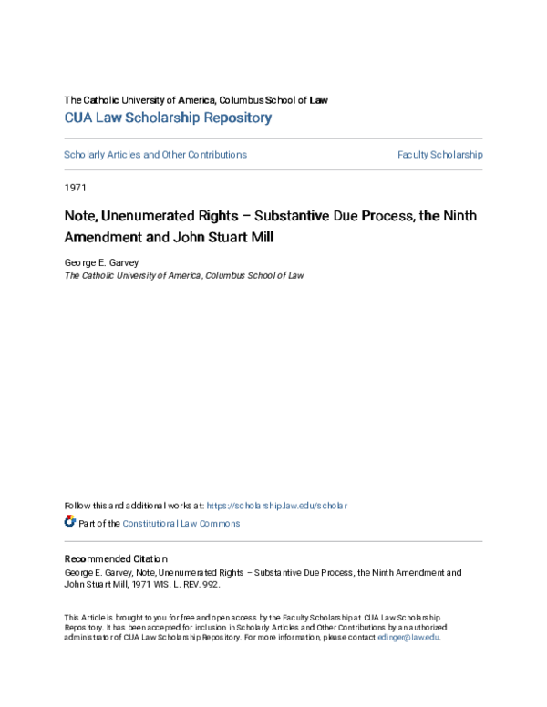 (PDF) Note, Unenumerated Rights – Substantive Due Process, the Ninth ...