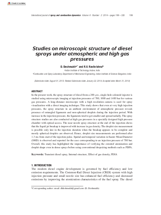 (PDF) Studies on Microscopic Structure of Diesel Sprays under ...
