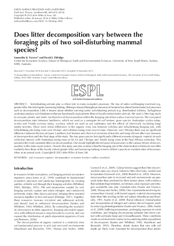 (PDF) Does litter decomposition vary between the foraging pits of two ...
