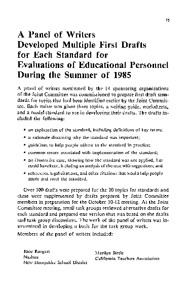(PDF) A Panel of Writers Developed Multiple First Drafts for Each Standard for Evaluations of ...