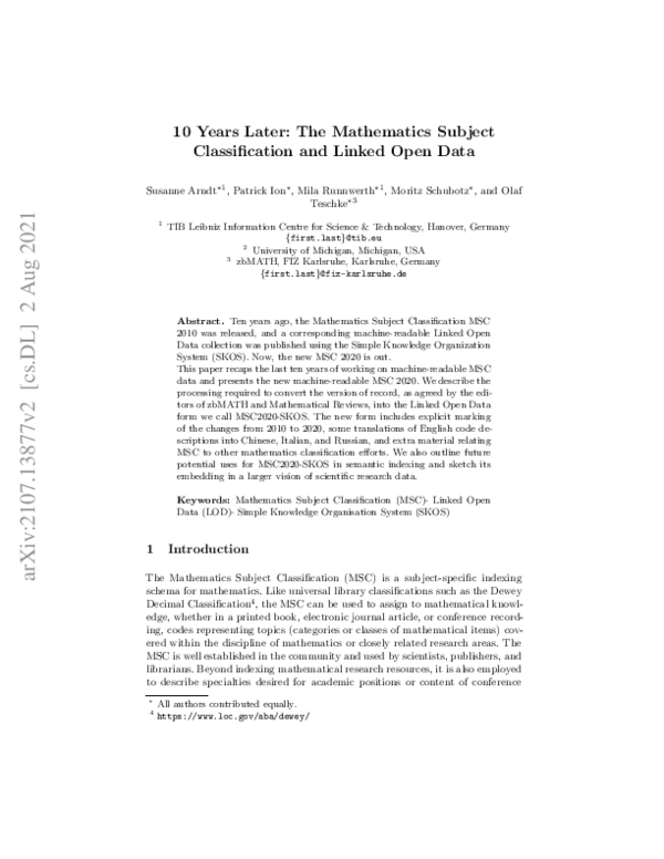 (PDF) 10 Years Later: The Mathematics Subject Classification and Linked ...
